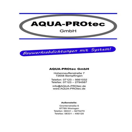 Weisse Wanne / AQUA-PROtec GMBH | PDF