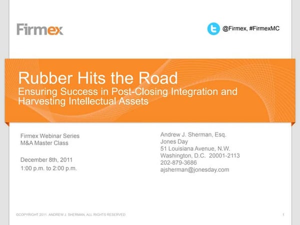 Webinar: Key Aspects for Maximizing Synergies Through Effective Post ... Webinar: Key Aspects for Maximizing Synergies Through Effective Post ...