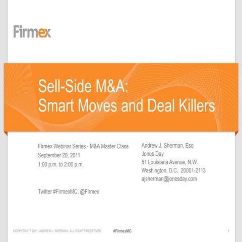 Sell-side M&A - Smart Moves and Deal-Killers | PDF