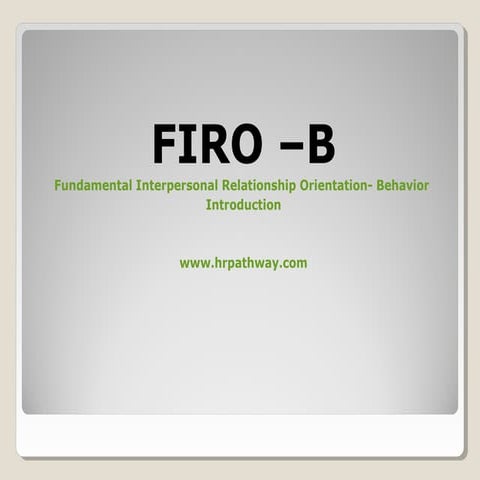 FIRO B tool - introduction | PPT