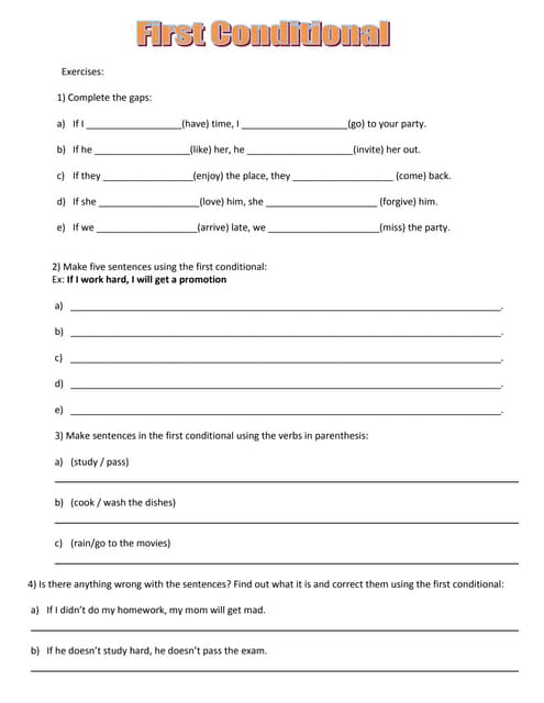 First and second conditionals.pdf resuelto | PDF