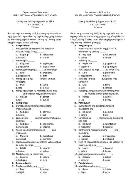 ESP Multiple Intelligence (MI) Survey | PDF