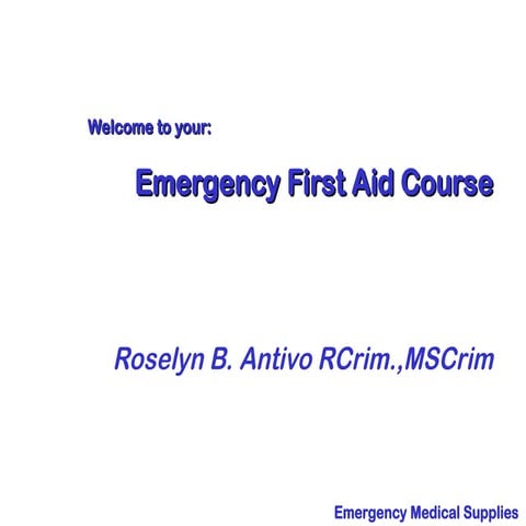 firstaid.pptFirst aid can include cleaning minor cuts, scrapes, or ...