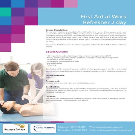 First Aid at Work Refresher 3 Days Training Courses/FAAW (3 day course ...