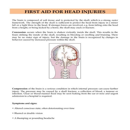 First Aid For Head Injuries - WHS First Aid Kits | PDF