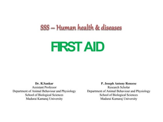 Project on first aid | PPT | First Aid | Injuries