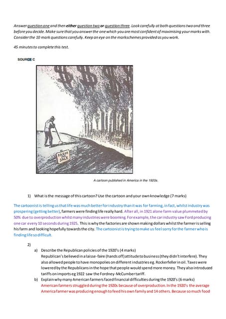 Model Cartoon Answer (lesson resource) | PDF