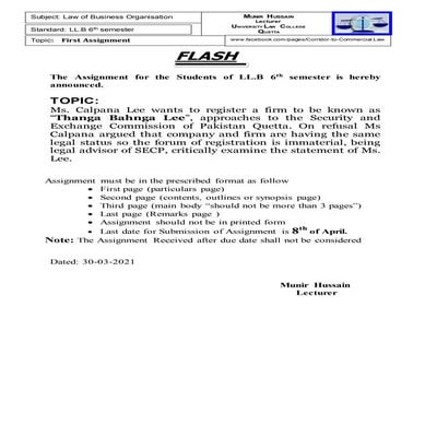 First assignment | DOCX | Law