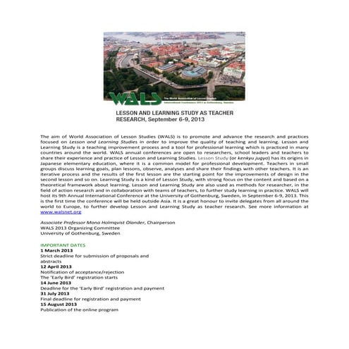 WALS 2013 Firts Announcement | PDF