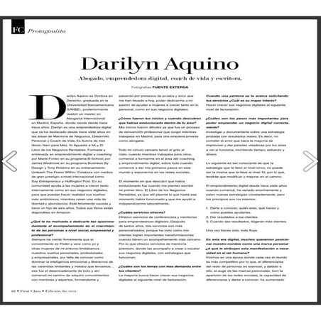 Revista First Class, edición No. 60 Entrevista a Darilyn Aquino | PDF