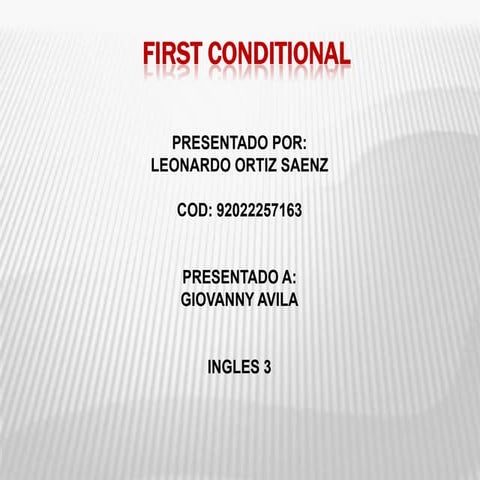 First conditional | PPTX