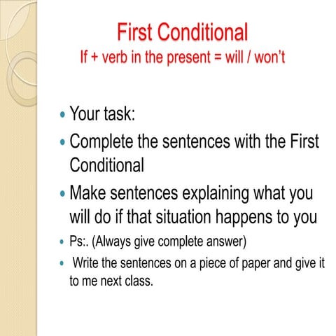 First conditional exercises | PPTX