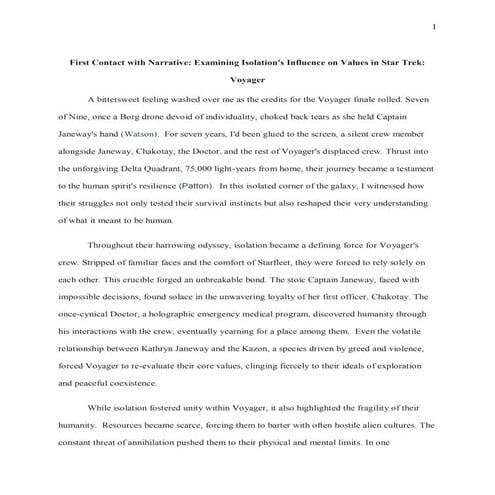 Star Trek - Narrative Essay Example (MLA Style) - Film Studies | PDF