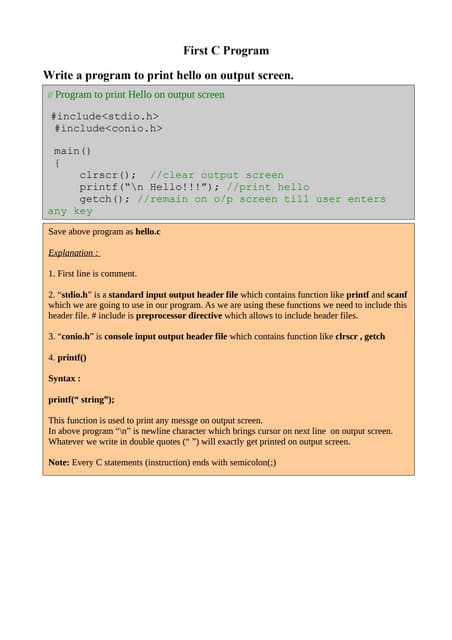 First C Program Pdf Programming Languages Computing 1159