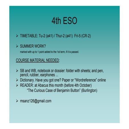 4th ESO Course Information | PDF