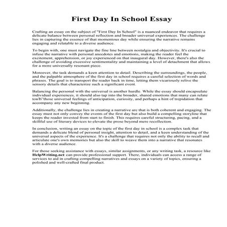 First Day In School Essay.pdf
