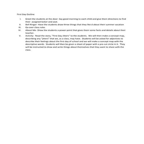 First day outline | DOCX