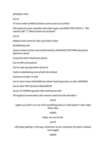 Script for Preliminary Task (Final Draft) - The Break Up | PDF