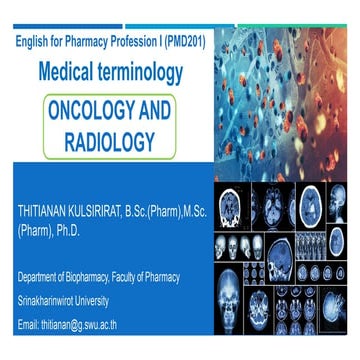 English for pharmacy student in topic of oncology and radiology | PPT
