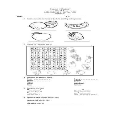 First english workshop 5 | DOCX