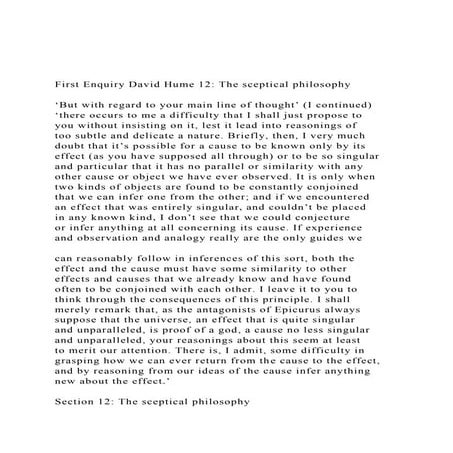 First Enquiry David Hume 12 The sceptical philosophy‘But .docx