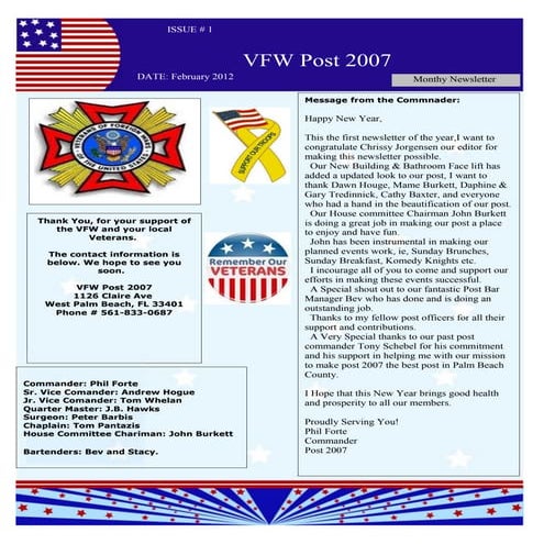 Firstever newsletter vfw feb 2012 | PDF