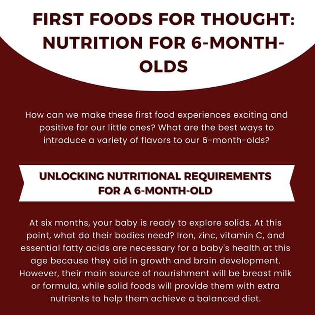 First Foods for Thought Nutrition for 6-Month-Olds | PDF