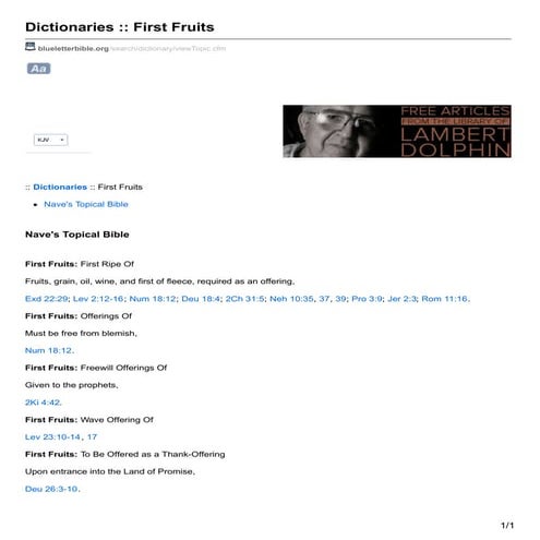 First Fruits and Firsts Fruits Offerings a Biblical View | PDF