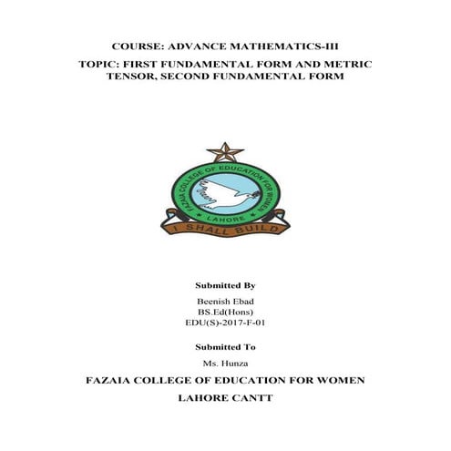 First fundamental form and metric tensor | PDF | Physics | Science