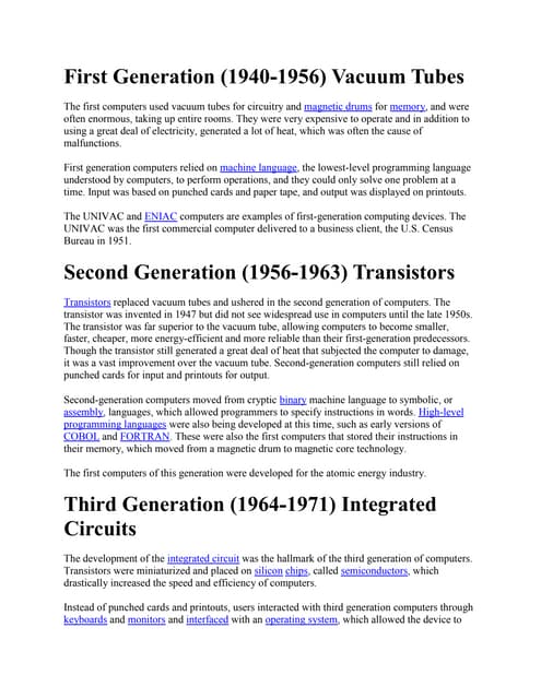 Evolution of Computer | PDF | Computing | Technology & Computing