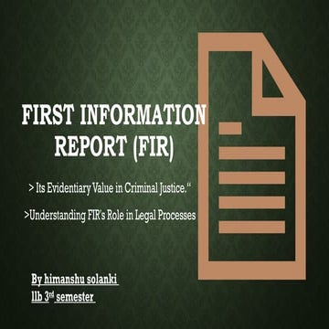 First Information Report (FIR).pptx about | PPT