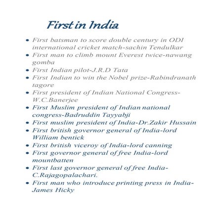 First in every field in india | PPTX