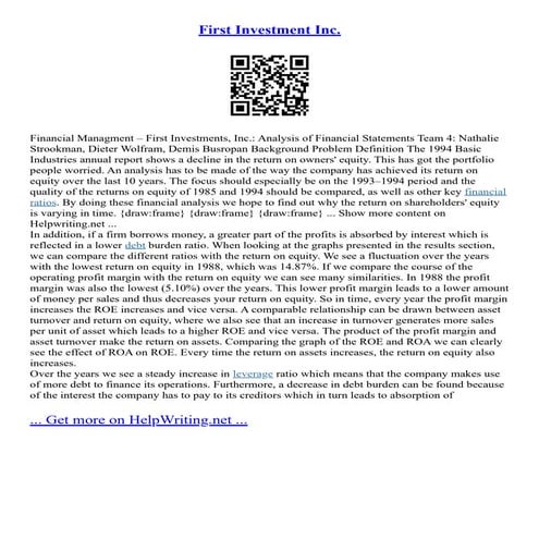 First Investment Inc. | PDF