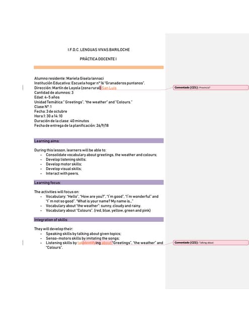 Lesson plan 1 francesca | PDF