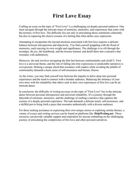 My First Love Essay | PDF | Dating | Family and Relationships