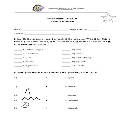 First monthly exam 2012 | DOC
