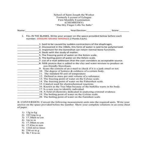 First monthy exam | DOCX