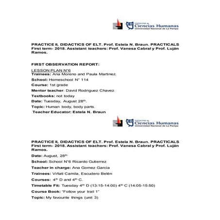 First observation report | DOCX | Education