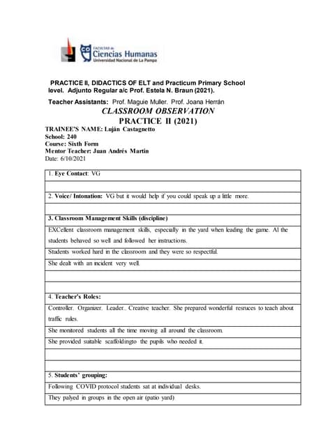 Observation Report N°1 | PDF