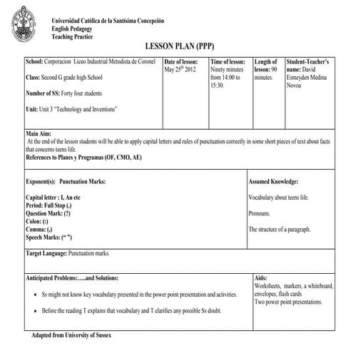 First observed class lesson and material | DOCX