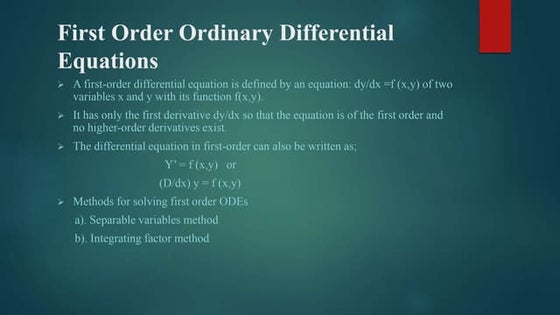 1st Order Differential Equations Ppt