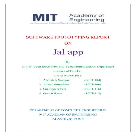 First page of report jal app | ODT