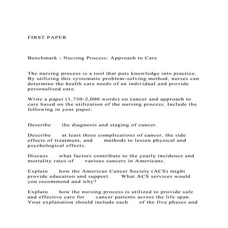 FIRST PAPERBenchmark - Nursing Process Approach to Care.docx