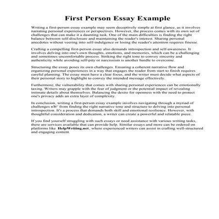 First Person Essay Example. How to write a first person essay | PDF ...