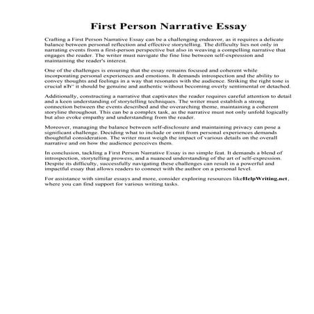 First Person Narrative Essay | PDF