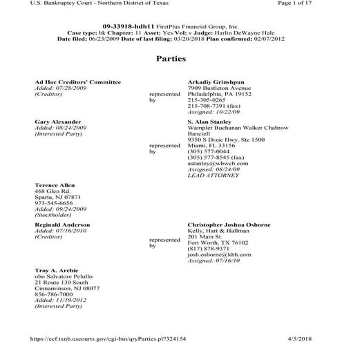 Firstplus financial group bk - parties | PDF