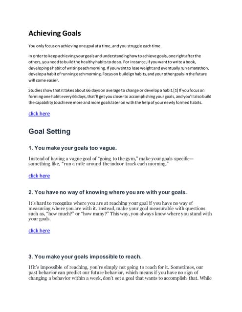 How to Set a Life Changing Goal | PPT