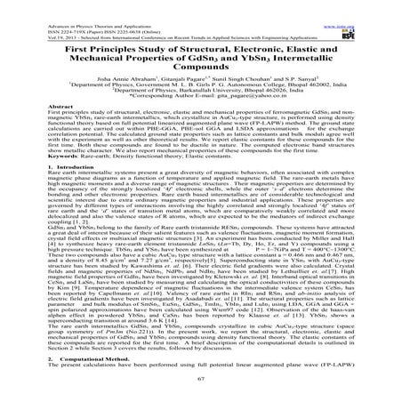First principles study of structural, electronic, elastic and mechanical properties of gd sn3 ...