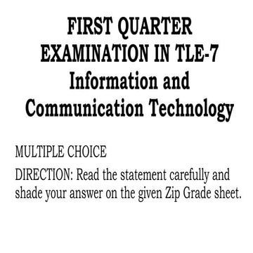 FIRST QUARTER EXAMINATION IN TLE-7.pptxaa | PPTX
