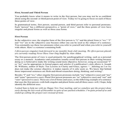 First second and third person | PDF